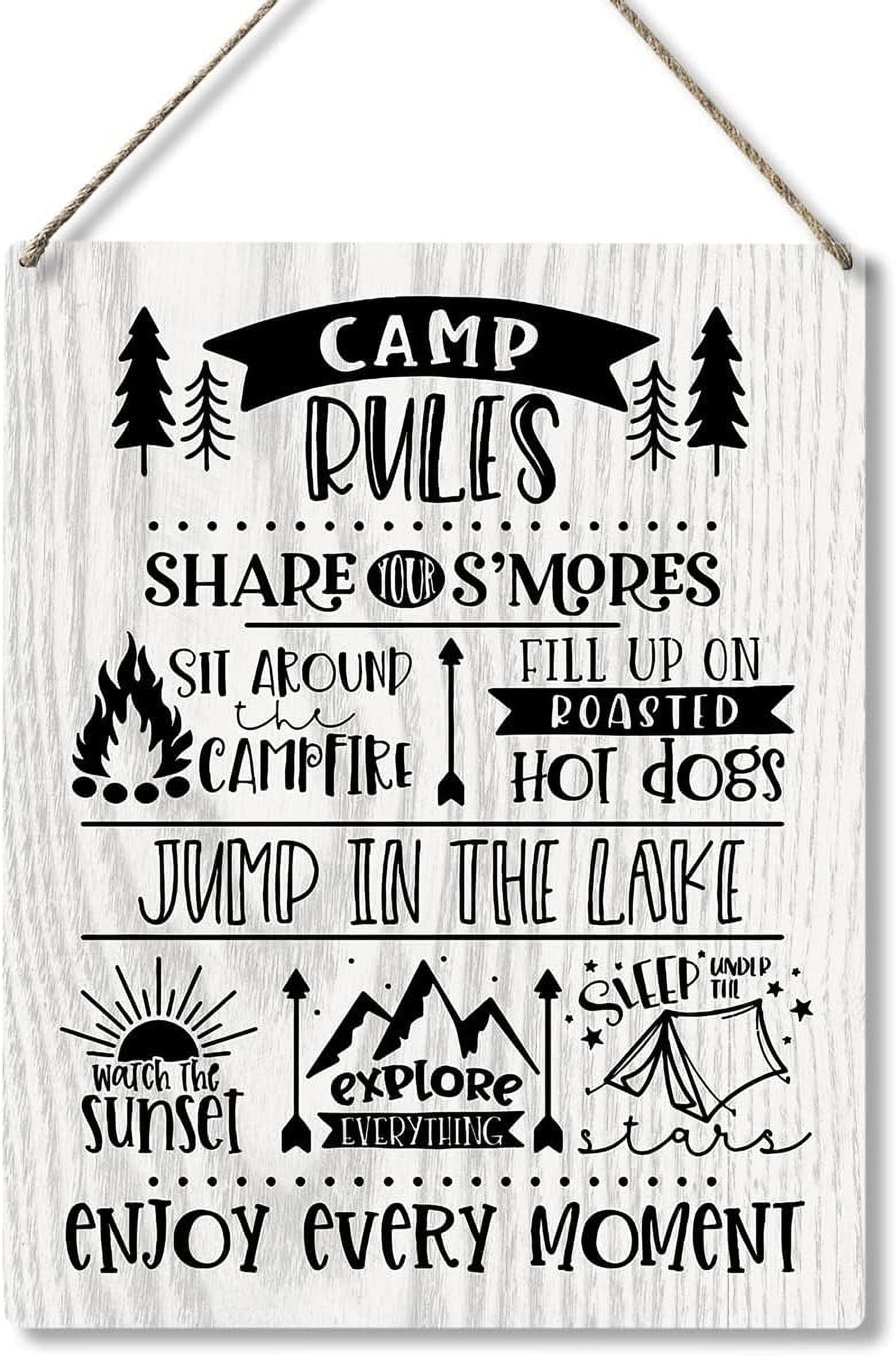 New Wood Sign 8x12 Inch Door Sign Funny Camp Rules Wood Plaque Sign ...
