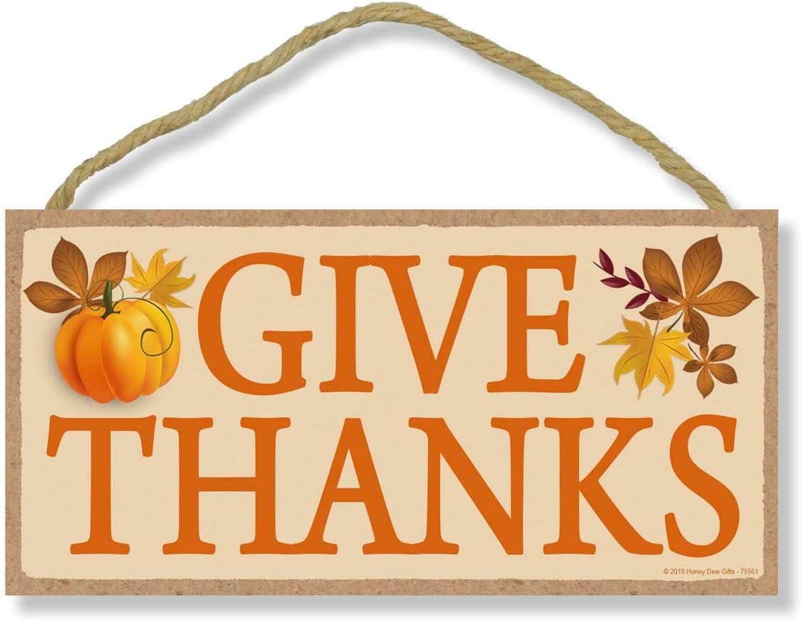 New Wood Sign 8x12 Inch Door Sign Give Thanks Hanging Wooden Wall Sign ...