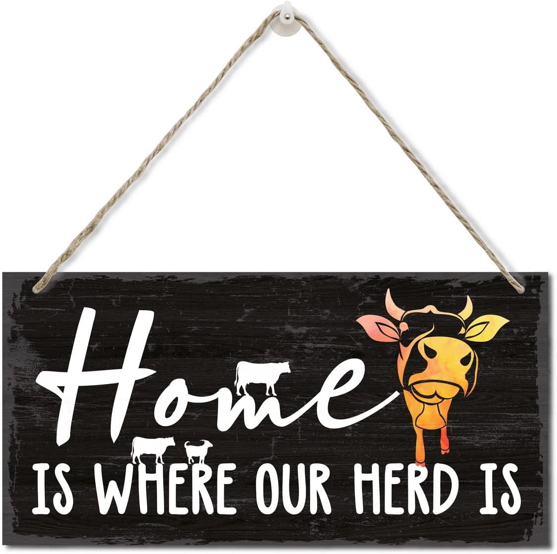 New Wood Sign 8x12 Inch Door Sign Home Is Where Our Herd Is Hanging ...