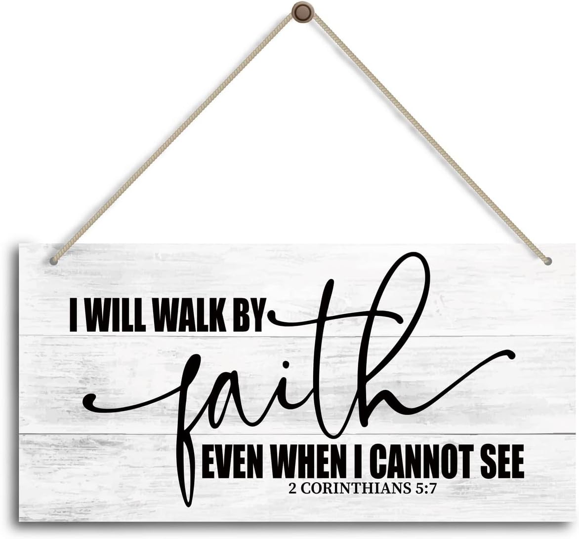 New Wood Sign 8x12 Inch Door Sign I Will Walk by Faith Even When I ...