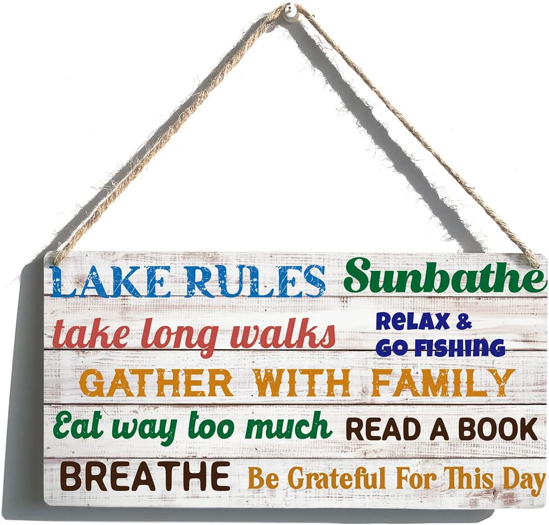 New Wood Sign 8x12 Inch Door Sign Lake Rules Sign Take Long Walks ...