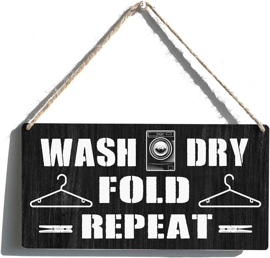 New Wood Sign 8x12 Inch Door Sign Laundry Sign Wash Dry Fold Repeat ...