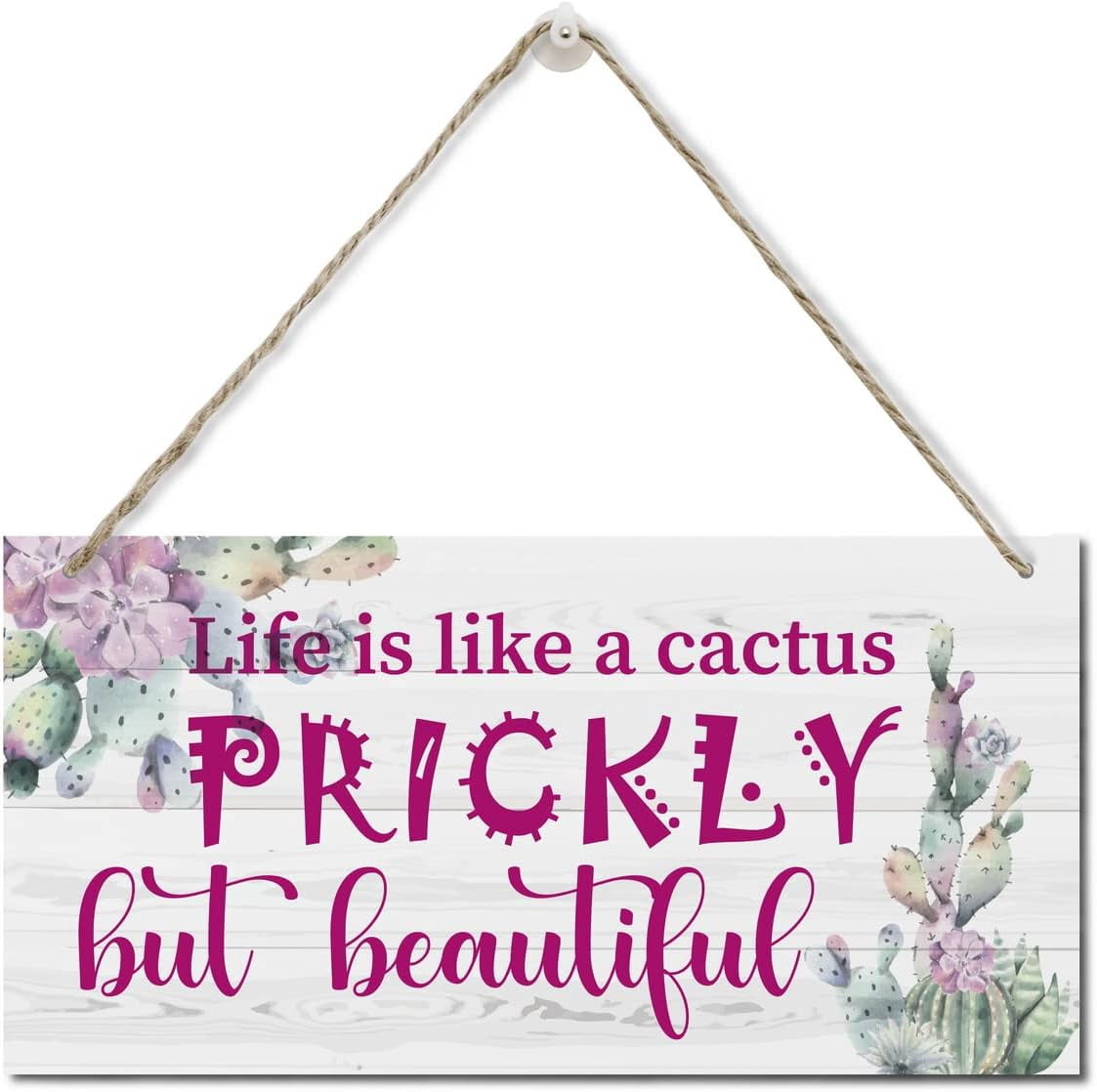 New Wood Sign 8x12 Inch Door Sign Life is Like A Cactus Prickly But ...