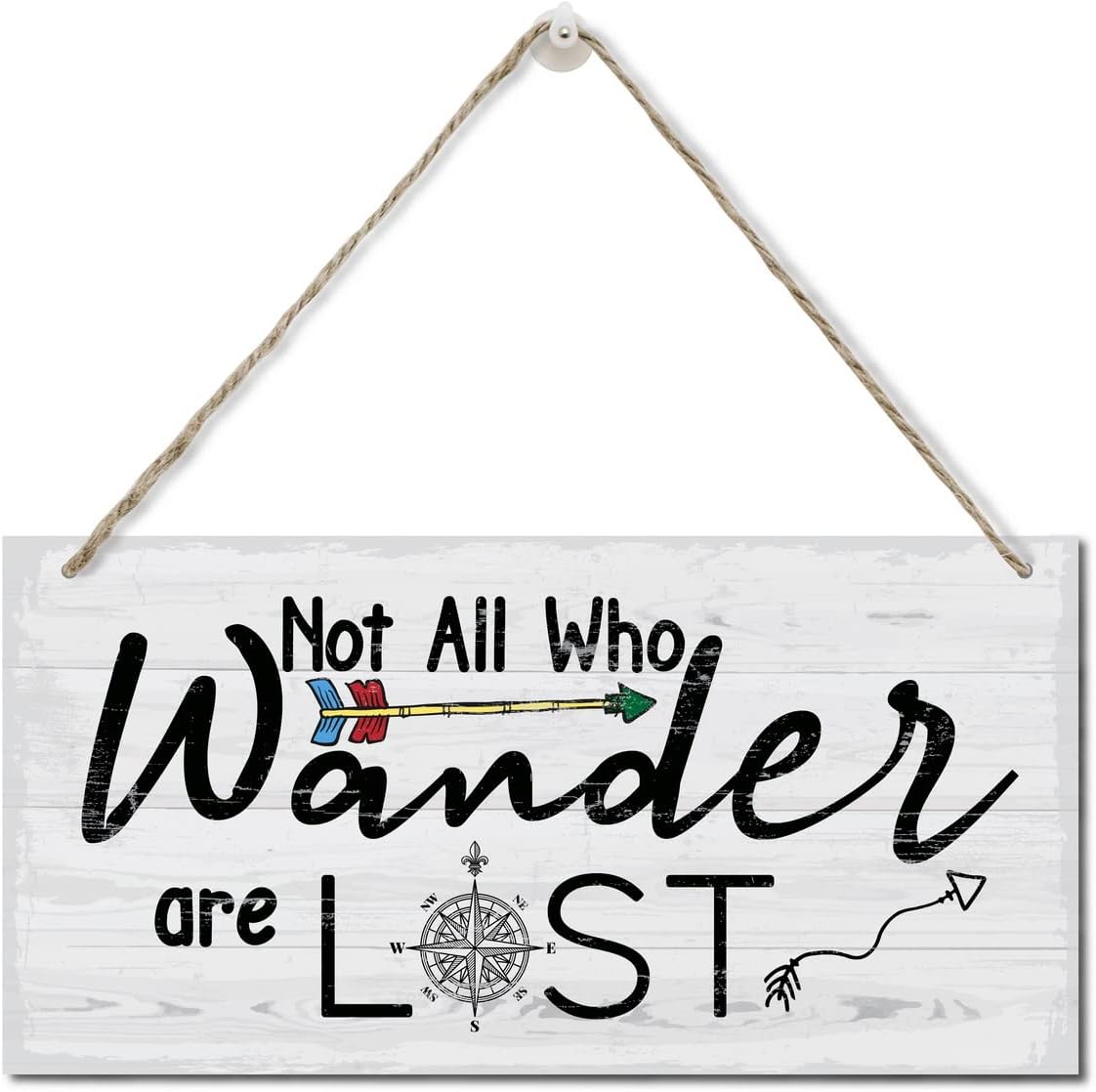 New Wood Sign 8x12 Inch Door Sign Not All Who Wander are Lost Arrow ...