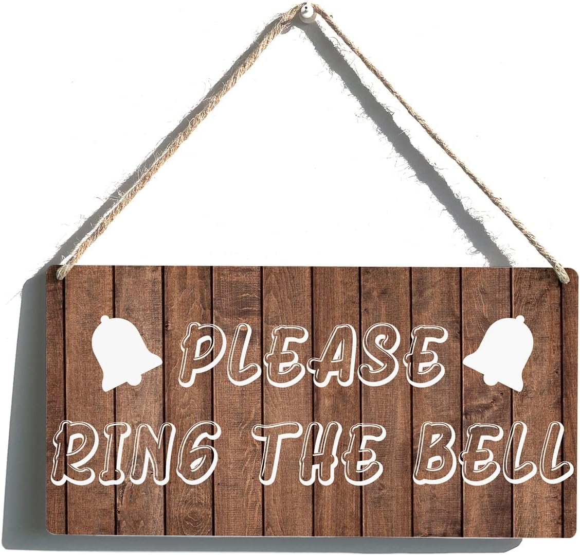 New Wood Sign 8x12 Inch Door Sign Please Ring The Bell Hanging Wooden ...