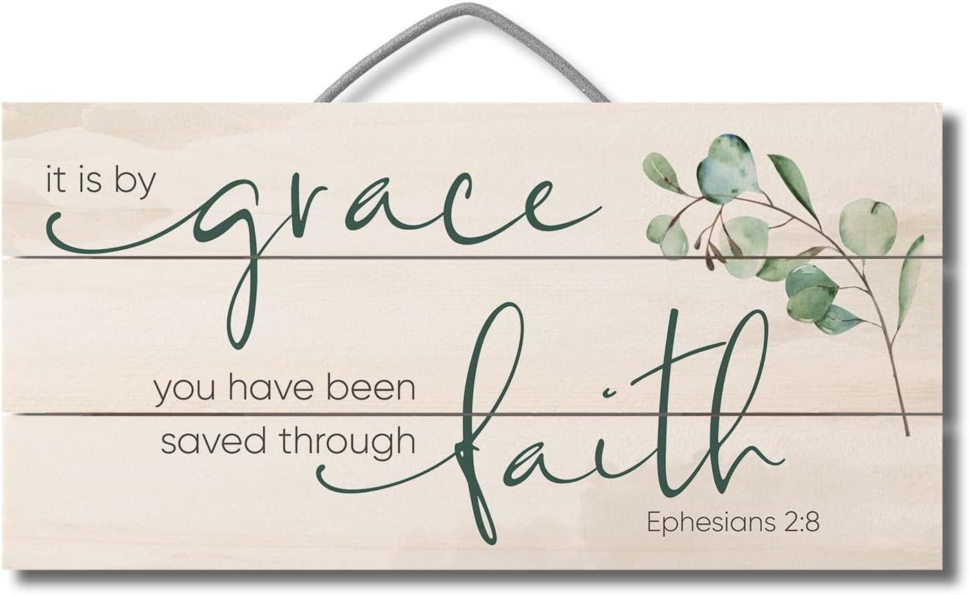 New Wood Sign 8x12 Inch Door Sign Saved Through Faith Hanging Wooden ...