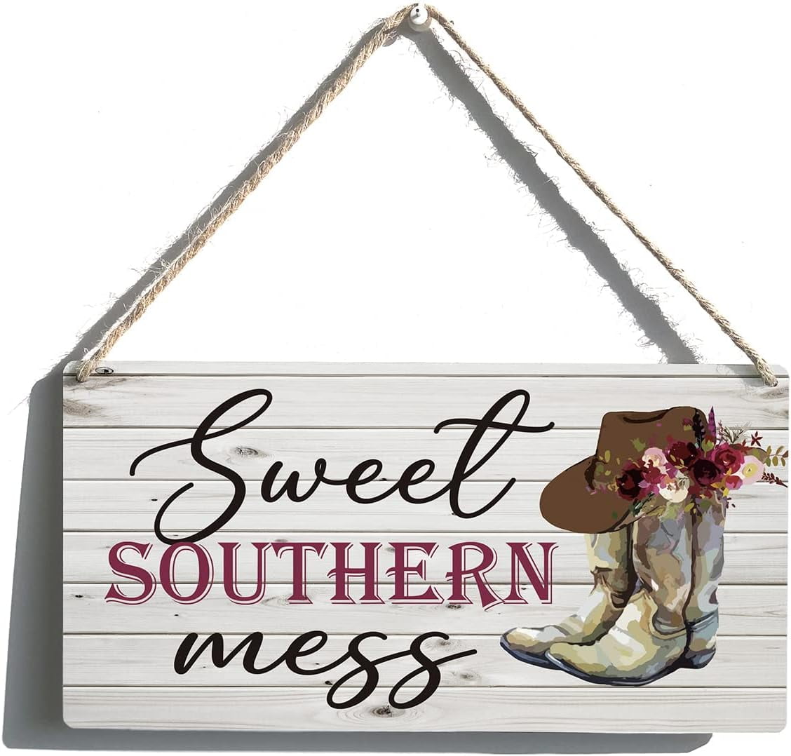 New Wood Sign 8x12 Inch Door Sign Sweet Southern Mess Hanging Wooden ...