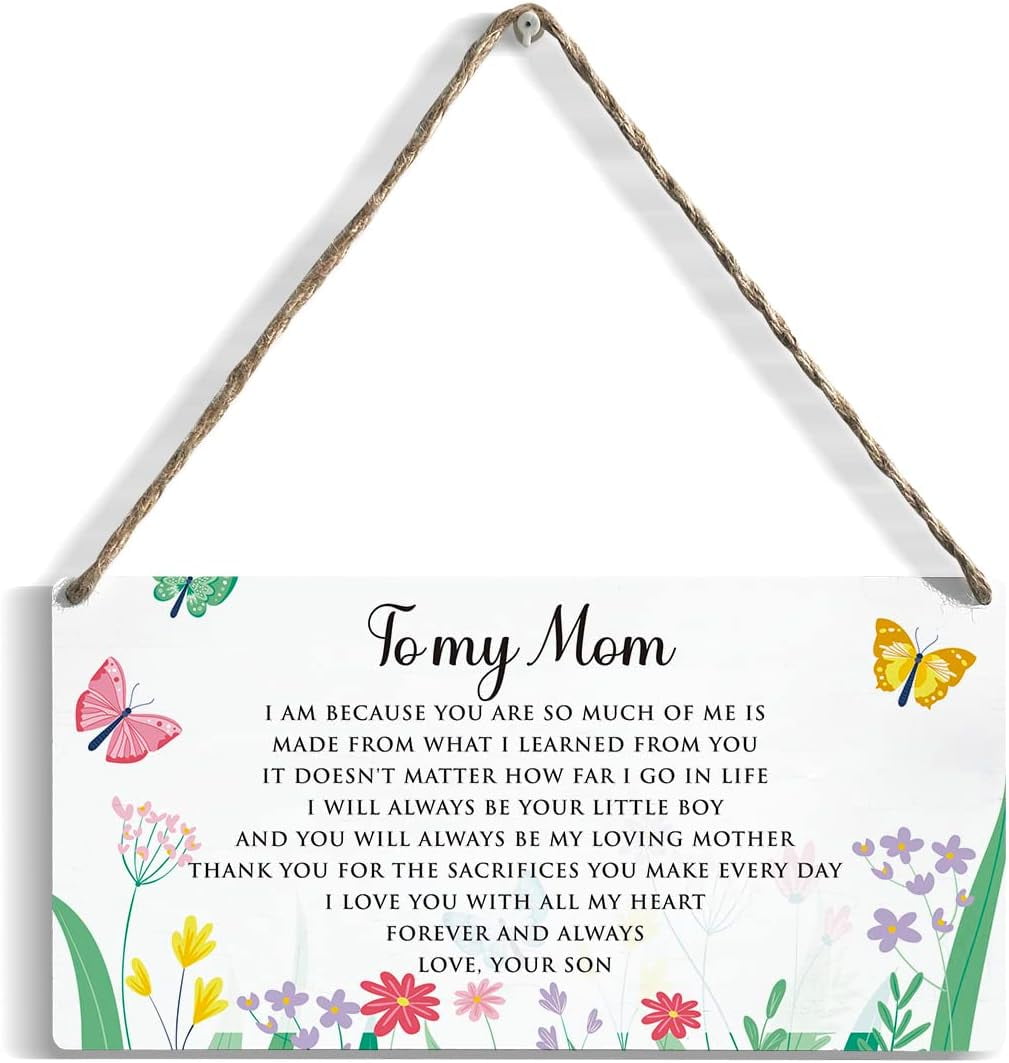 New Wood Sign 8x12 Inch Door Sign To My Mom Hanging Wooden Wall Sign ...