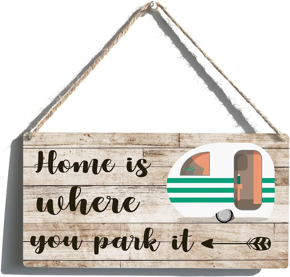 New Wood Sign 8x12 Inch Door Sign TraIn Sign Home is Where You Park it ...