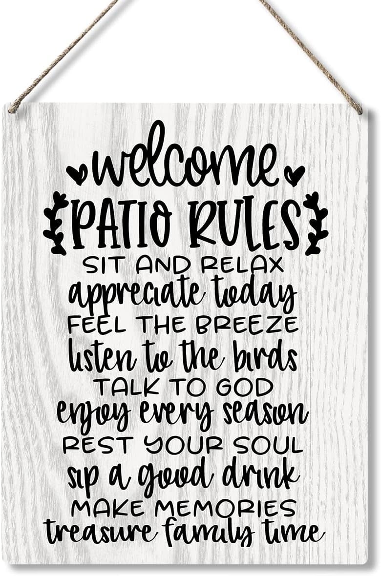 New Wood Sign 8x12 Inch Door Sign Vintage Welcome Patio Rules Wood ...