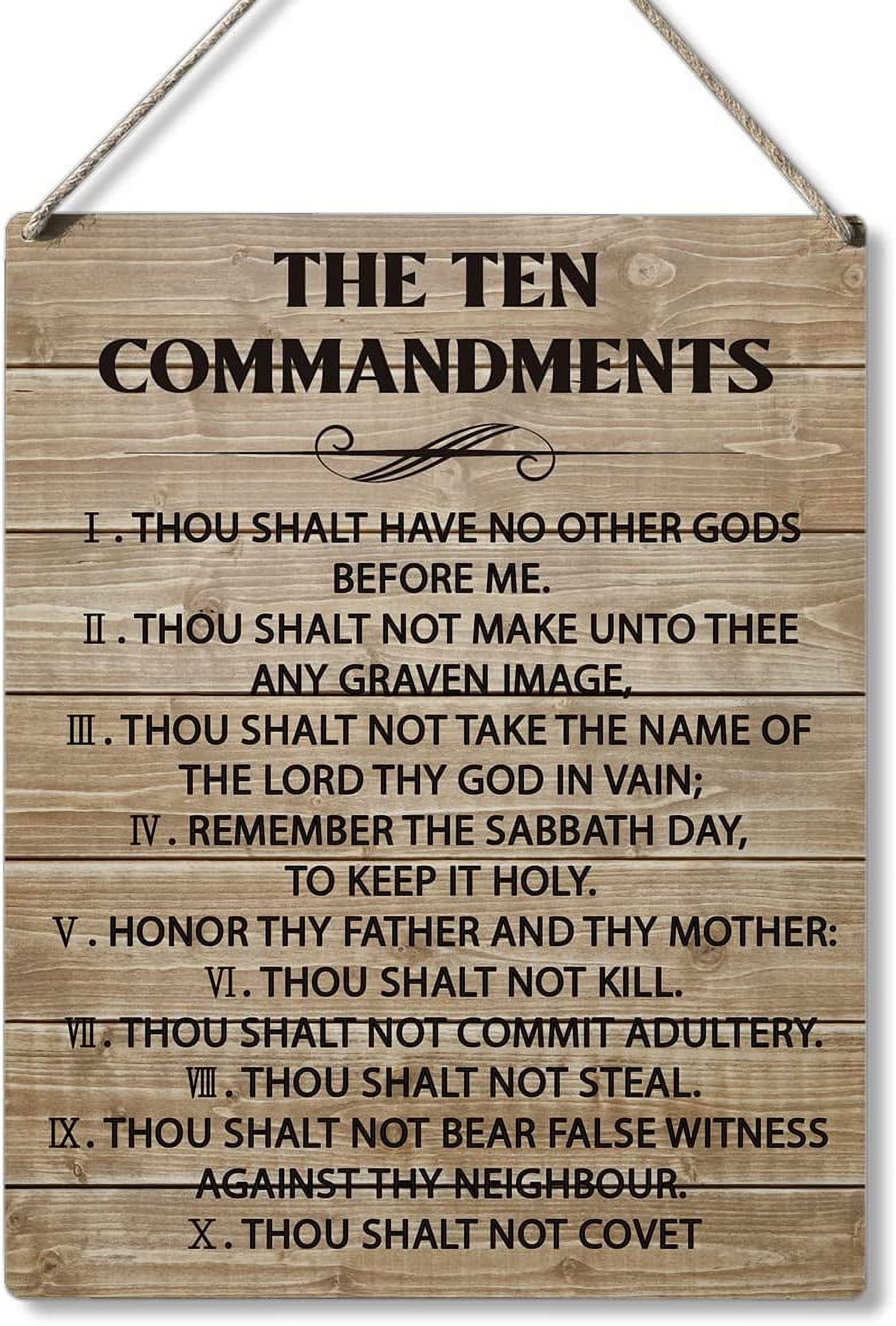 New Wood Sign 8x12 Inch Front Door Sign The Ten Commandments Thou Shalt ...