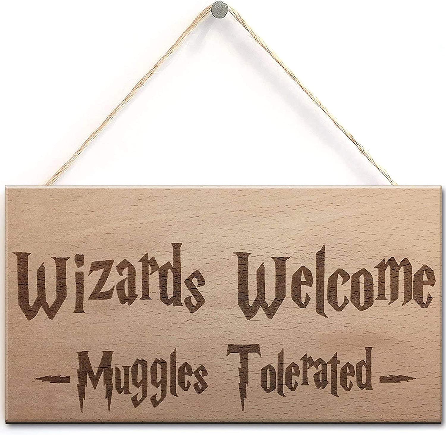 New Wood Sign 8x12 Inch Garden Sign Wizards Welcome Muggles Tolerated ...