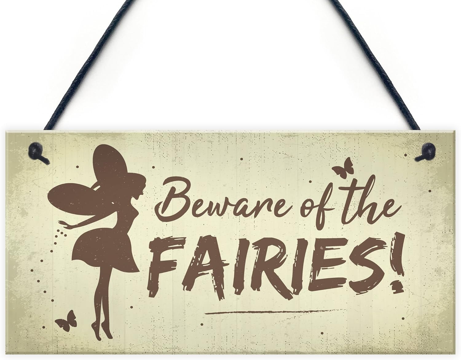 New Wood Sign Front Door Sign Beware of The Fairies Hanging Wooden Wall ...