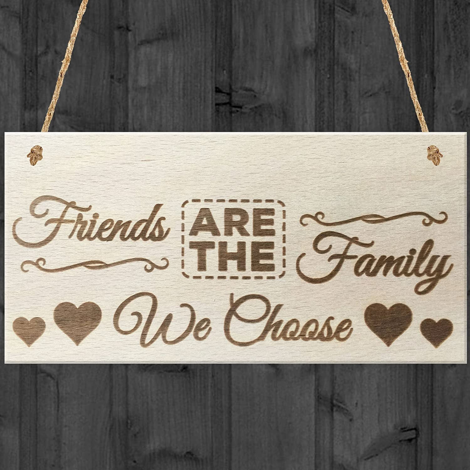 New Wood Sign Front Door Sign Friends Are The Family We Choose Hanging ...