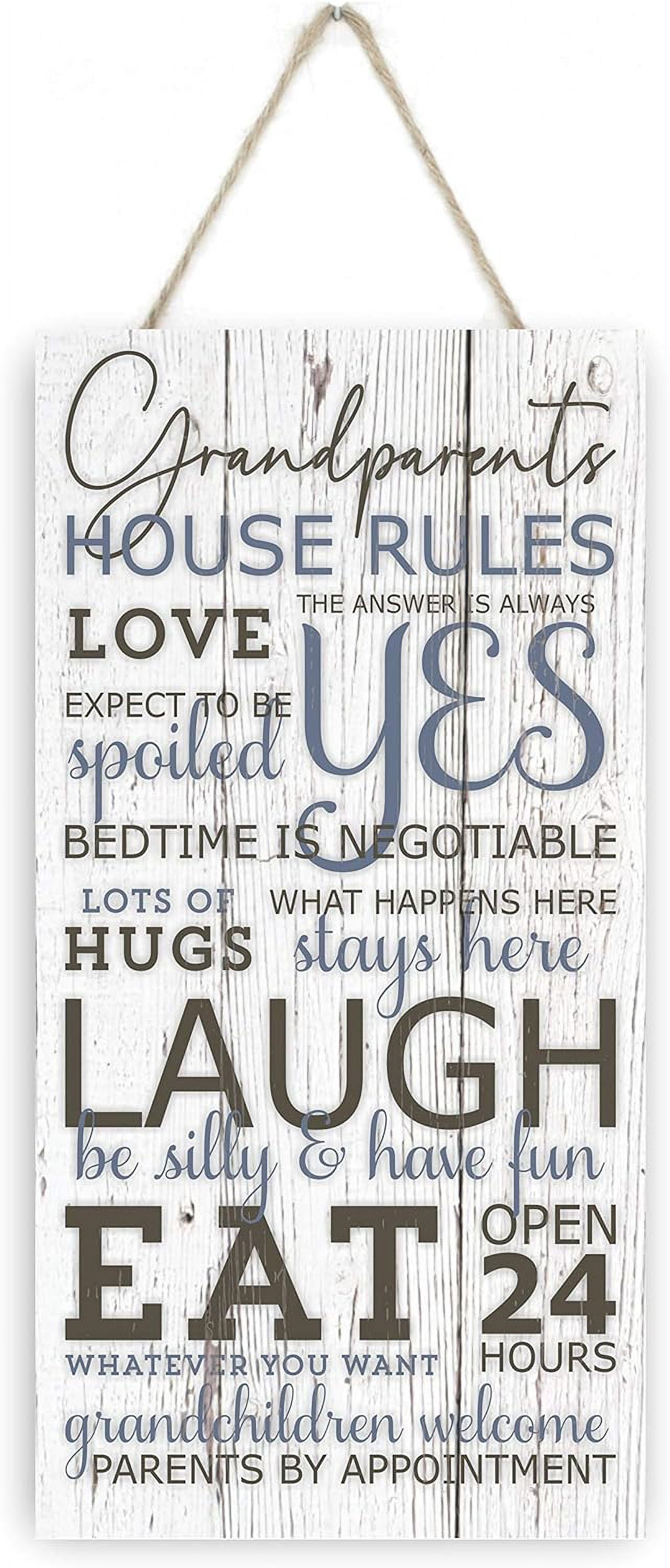 New Wood Sign Front Door Sign Grandparents House Rules Hanging Wooden ...