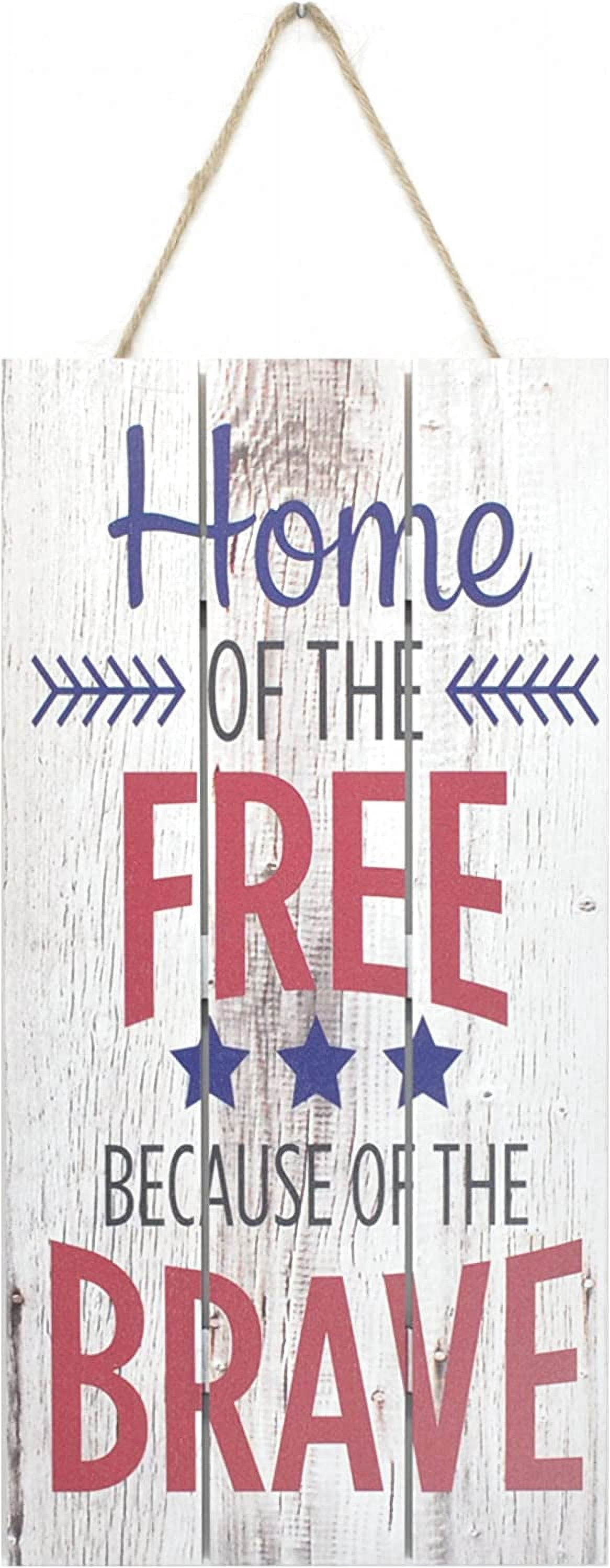 New Wood Sign Front Door Sign Home of The Free Because of The Brave ...