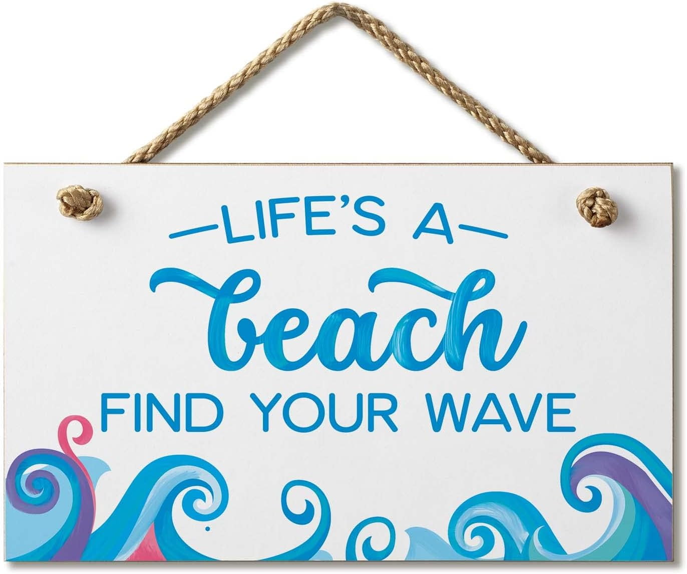 New Wood Sign Front Door Sign "Life's A Beach Find Your Wave" Hanging ...