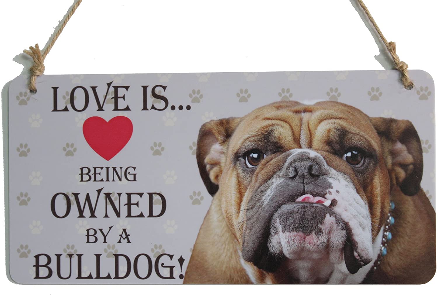 New Wood Sign Front Door Sign Love is Being Owned by A Bulldog Dog Sign ...