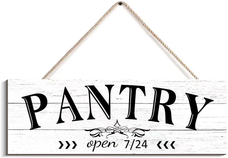 New Wood Sign Front Door Sign Pantry Open 7/24 Hanging Wooden Wall Sign ...