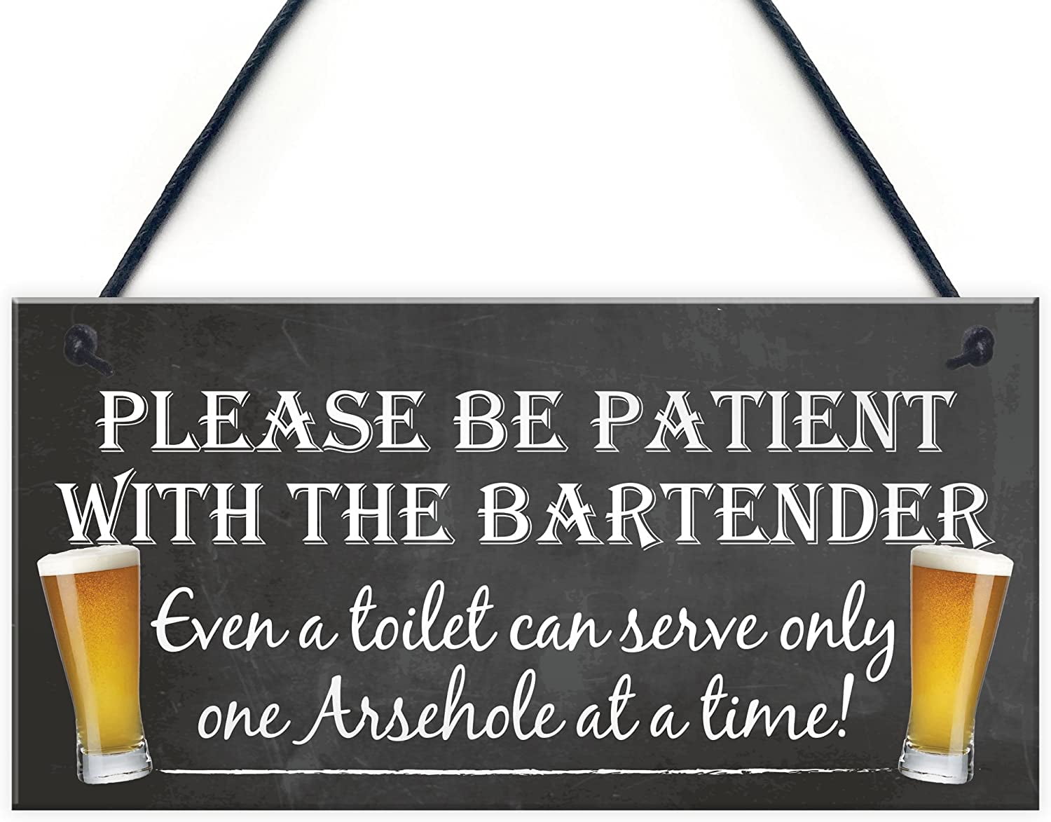 New Wood Sign Front Door Sign Patient Bartender Hanging Wooden Wall ...