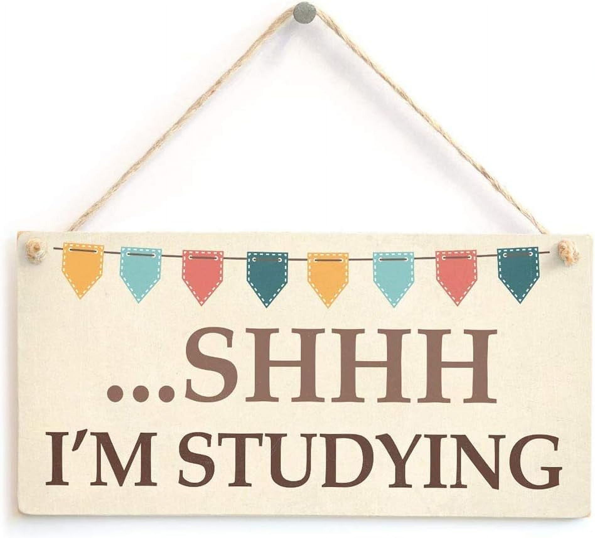 New Wood Sign Front Door Sign Shhh I'm Studying Hanging Wooden Wall ...