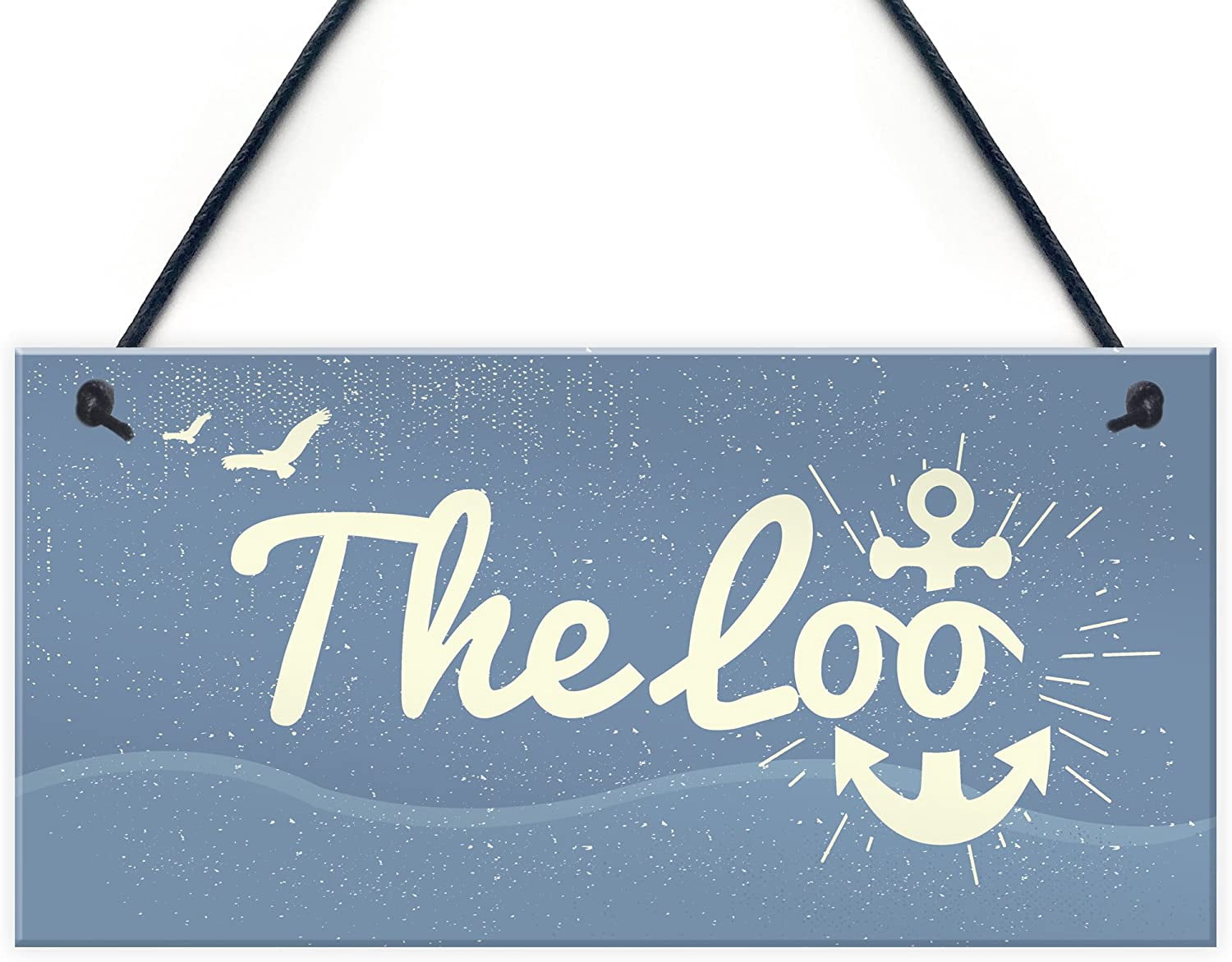 New Wood Sign Front Door Sign The Loo Bathroom Signs Hanging Wooden ...