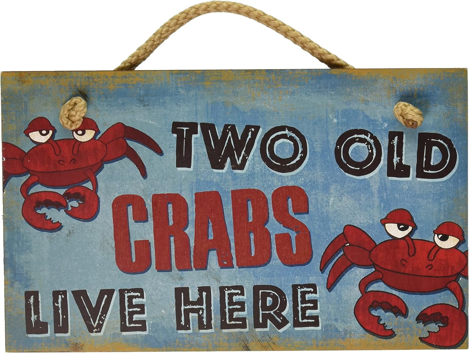 New Wood Sign Front Door Sign Two Old Crabs Live Here Hanging Wooden ...