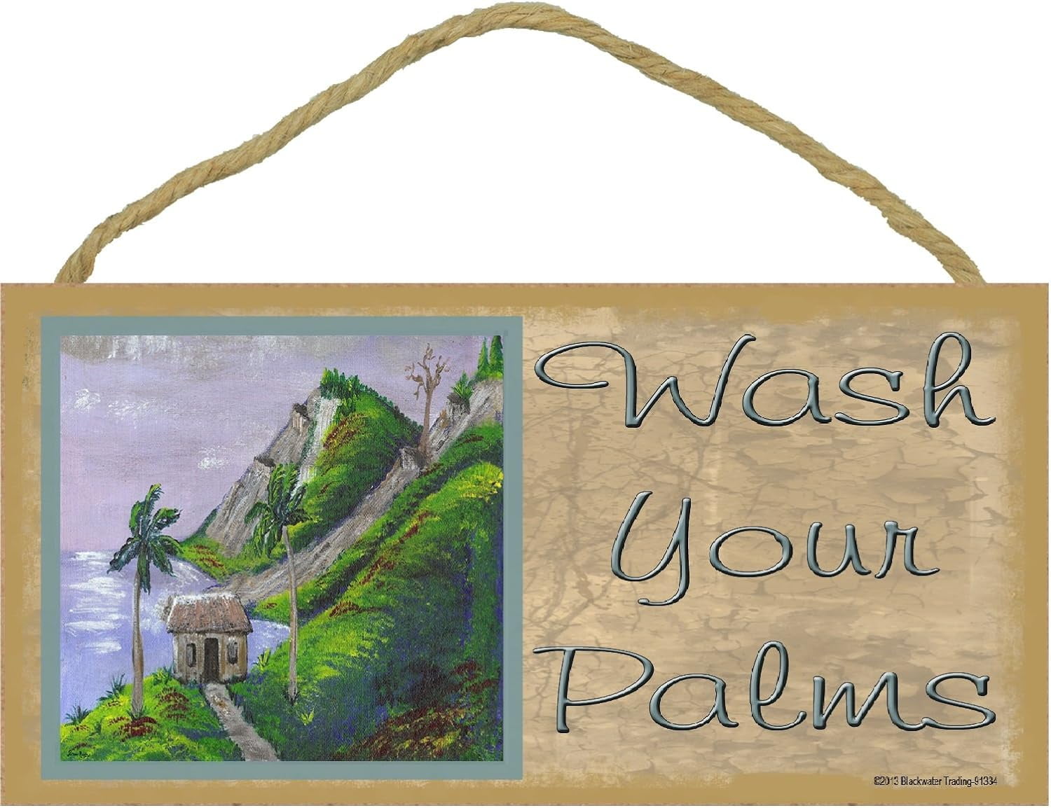 New Wood Sign Front Door Sign Wash Your Palms Tropical Palm Tree ...