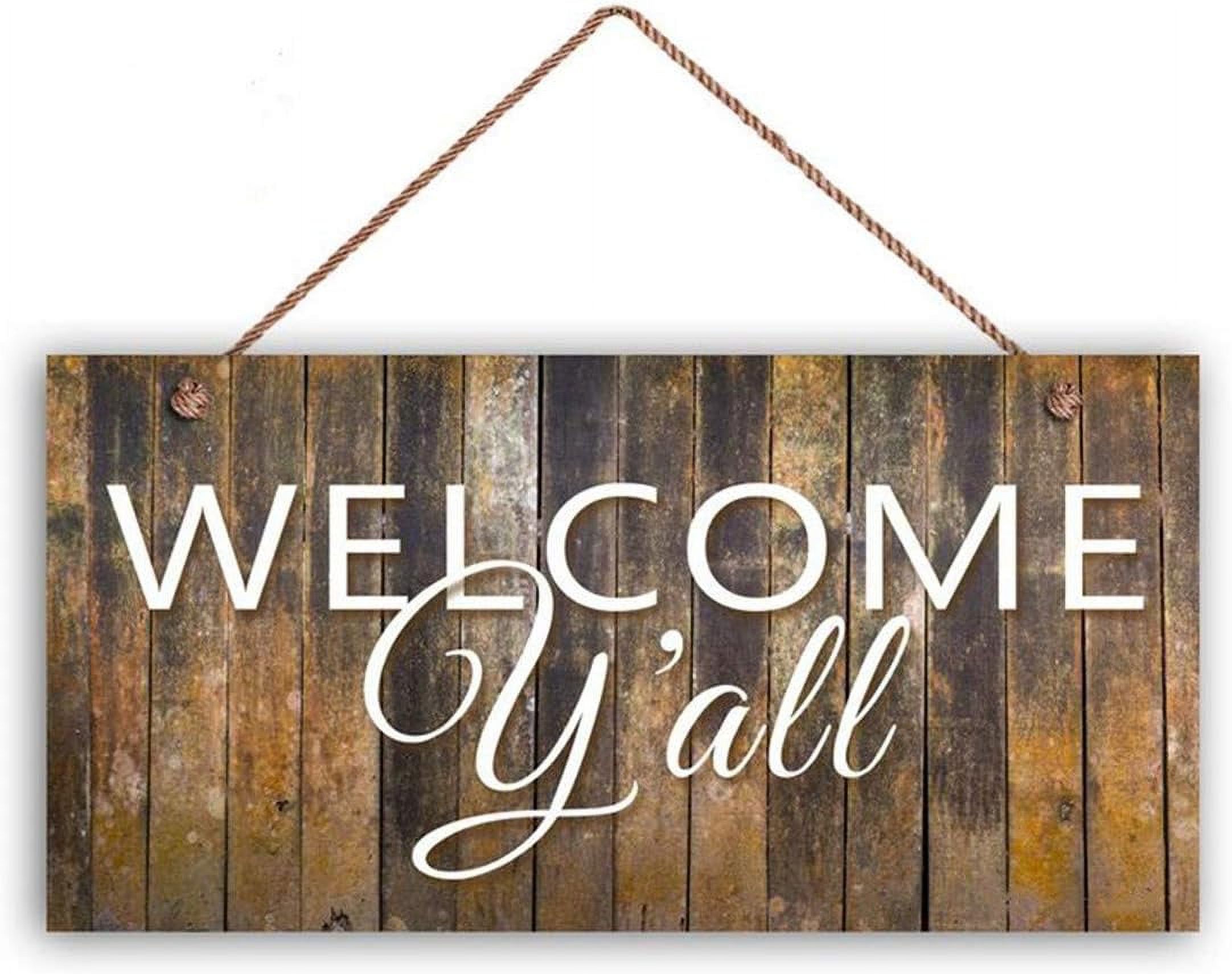 New Wood Sign Front Door Sign Welcome Y'all Sign Hanging Wooden Wall ...