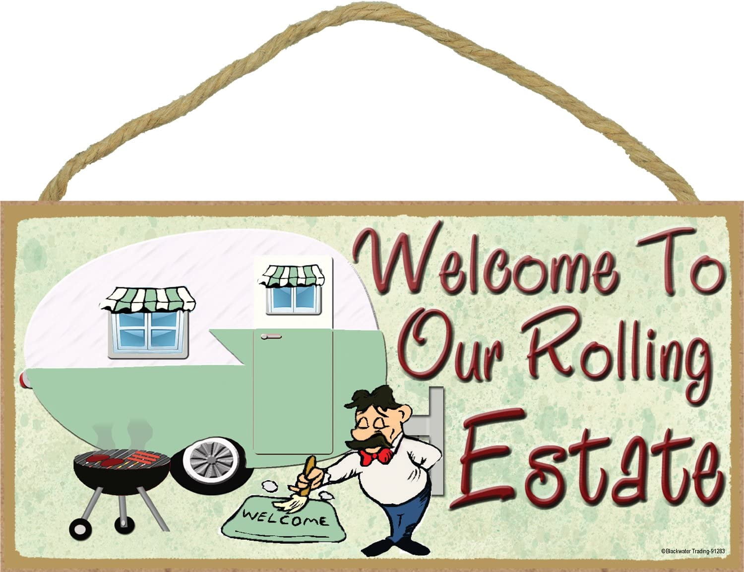 New Wood Sign Front Door Sign Welcome to Our Rolling Estate Camping ...