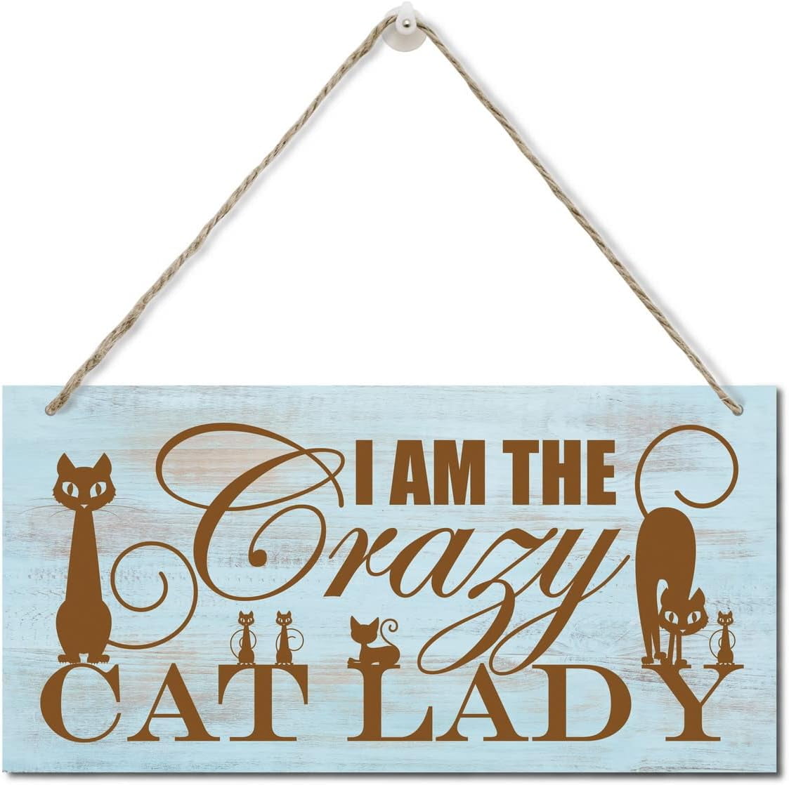 New Wood Sign Front Door Sign Yes I am the Crazy Cat Lady Sign Hanging ...