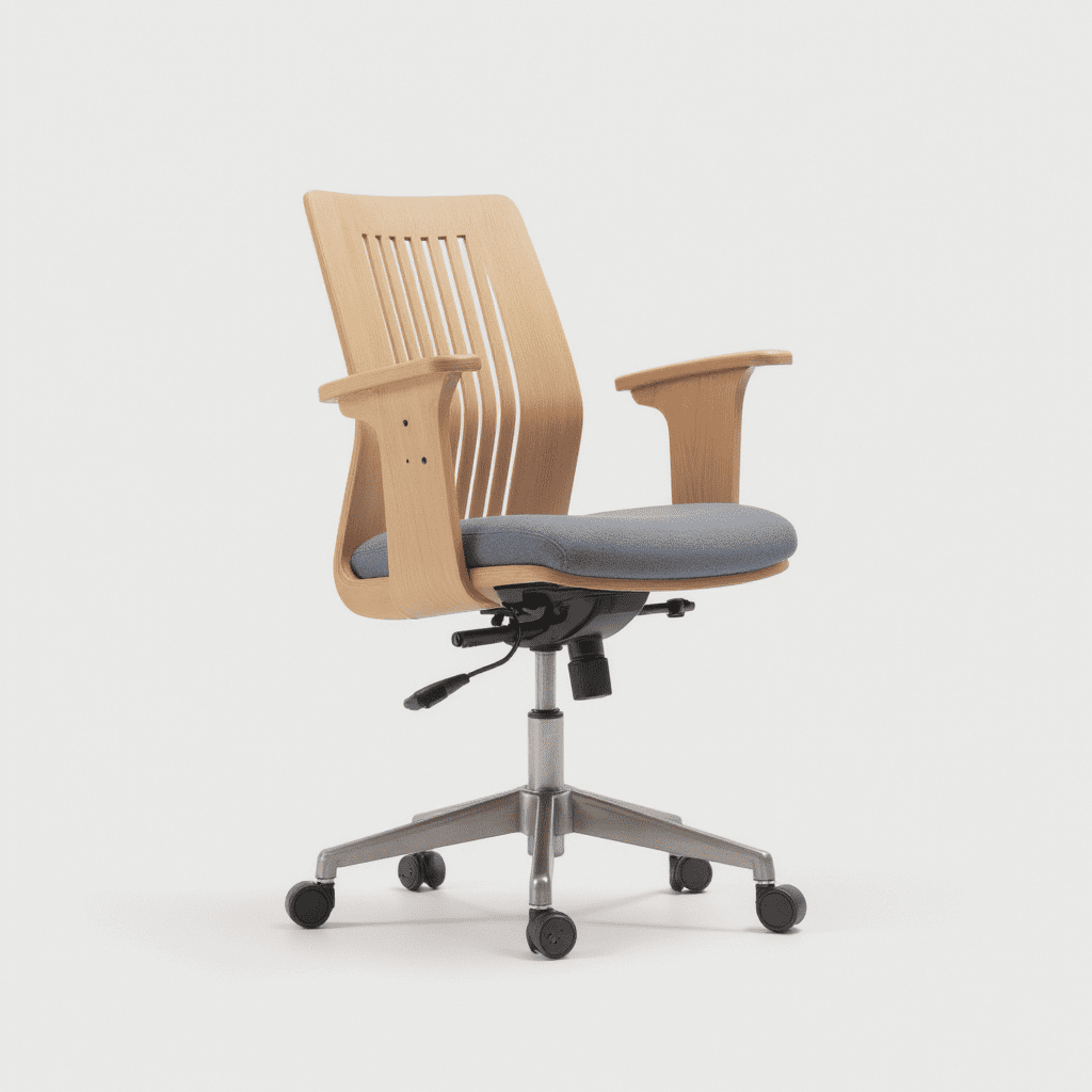 New Wooden Banker Office Chair - Pressure Seat Height Adjustment ...