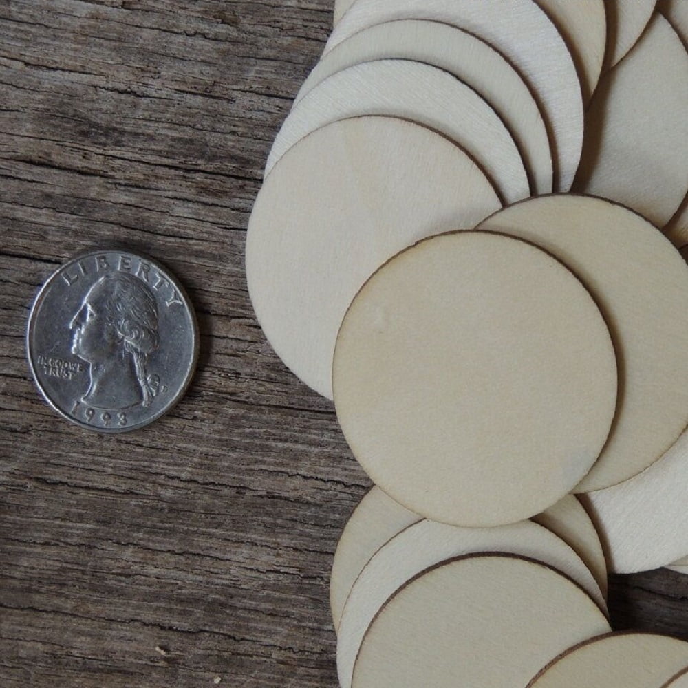 New Wooden coin craft piece round 1.5 inch wood Circle shape DIY 100 ...
