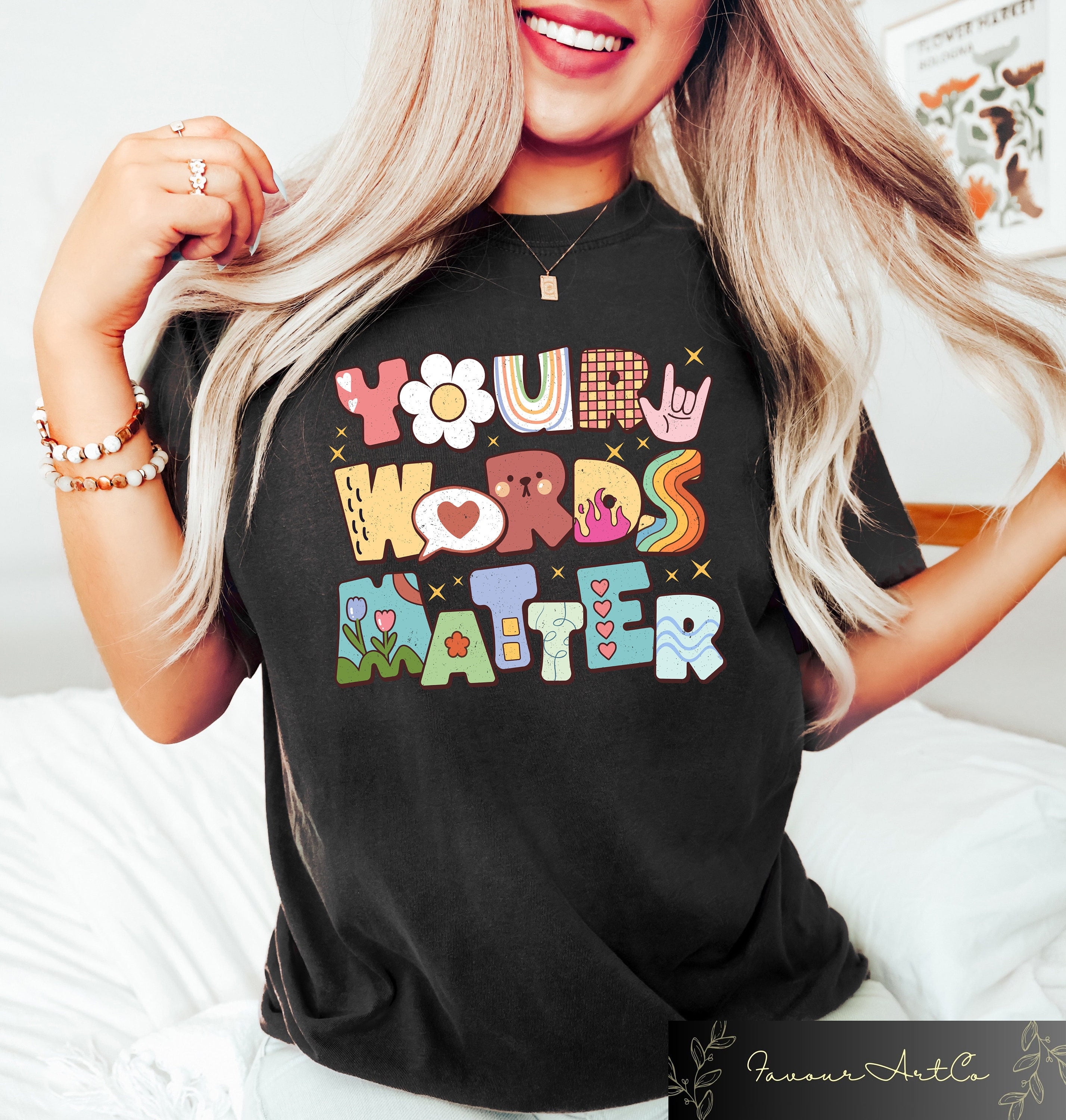 New Your Words Matter, Special Education Teacher Comfort Shirts, Retro ...