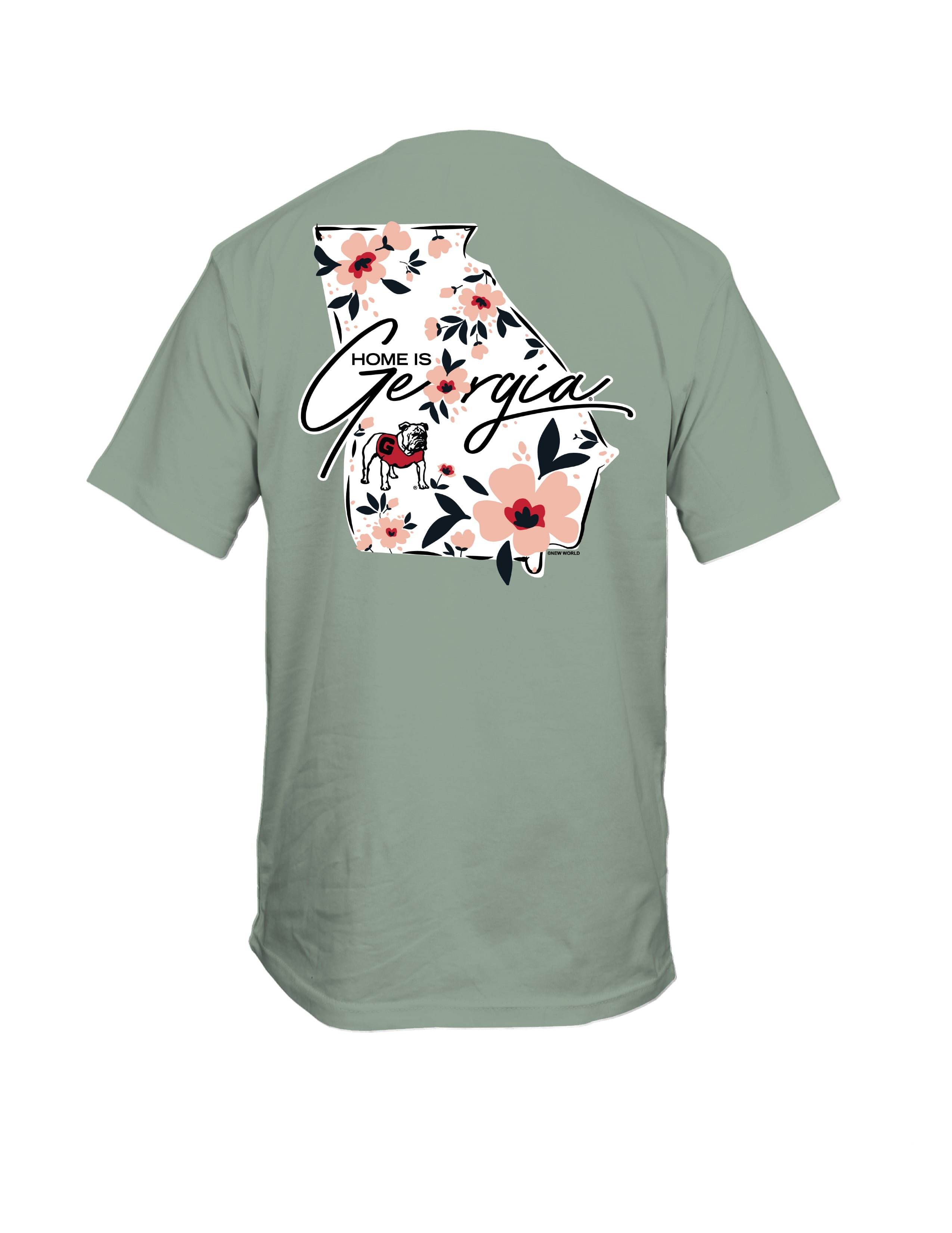 New World Graphics UGA Flowers Home Is Georgia Short Sleeve Womens ...