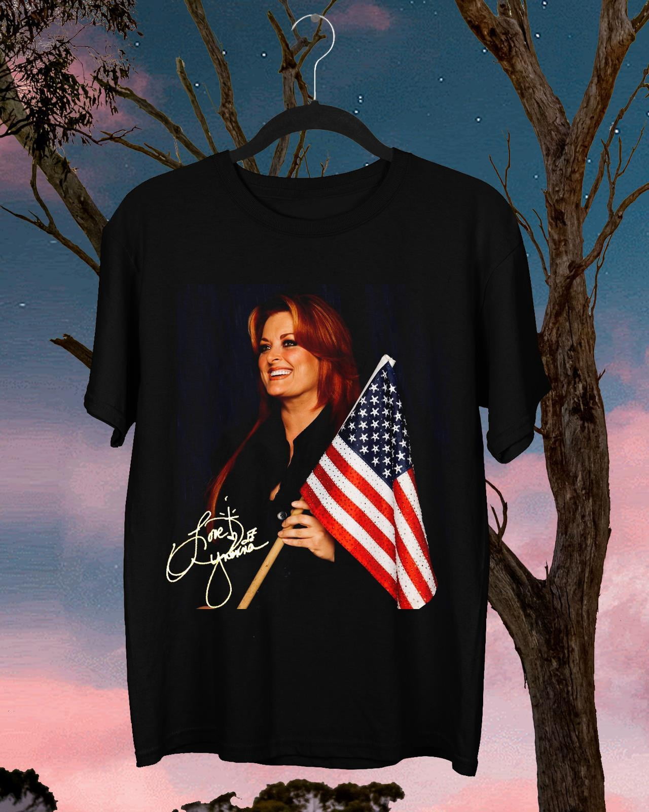 New Wynonna Judd Signature And American Flag Black All Size Shirt ...
