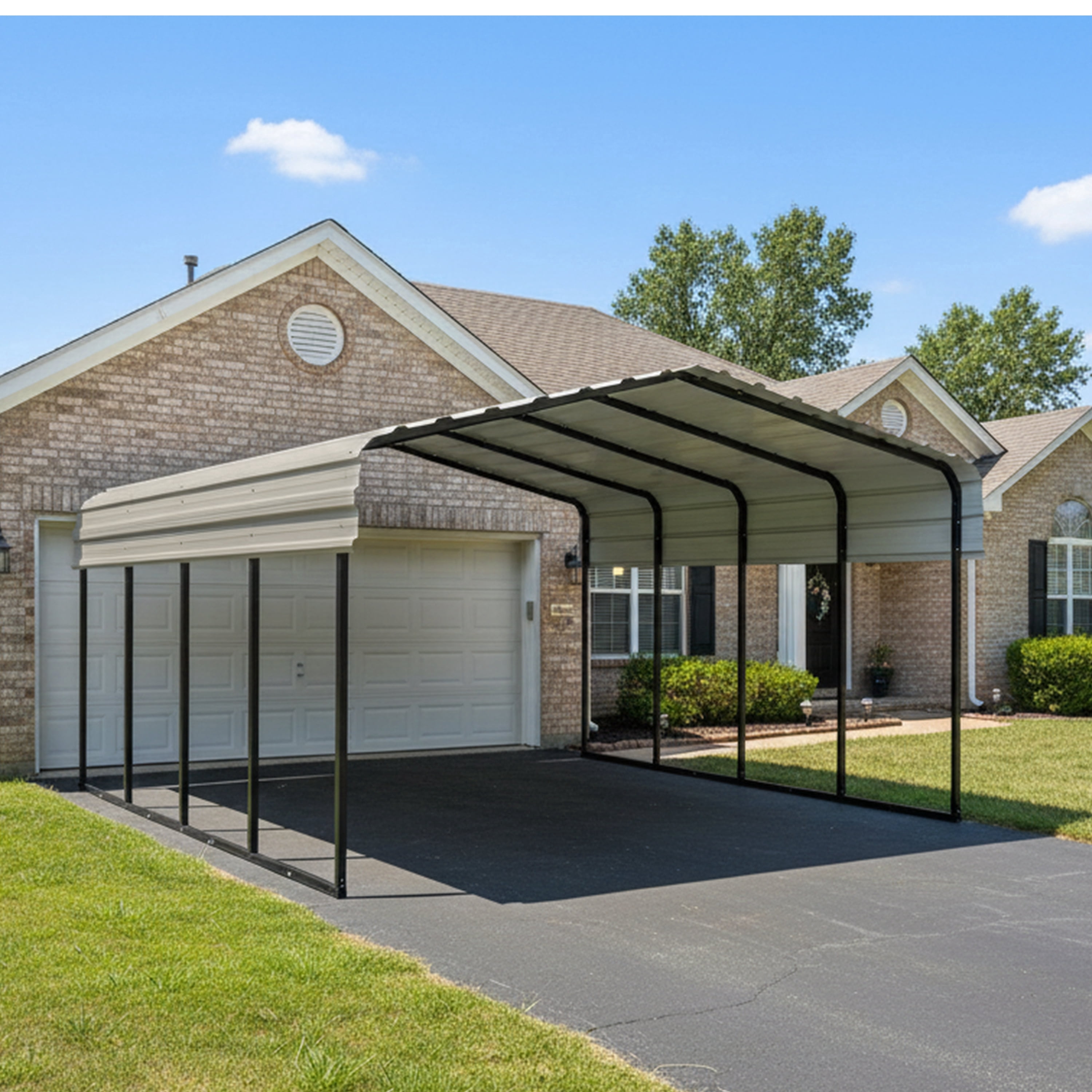 New Yard 10' x 15' x 7' Heavy Duty Metal Carport, All-Steel Canopy ...