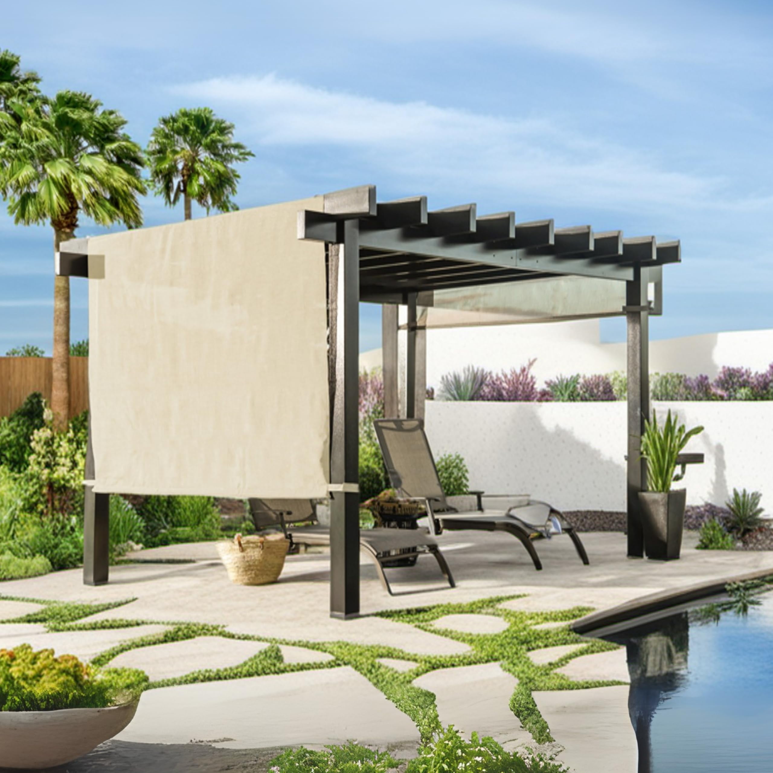 New Yard Outdoor Pergola with Adjustable Canopy, Heavy-Duty Aluminum ...