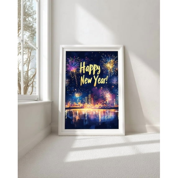New Year 2026 Fireworks Celebration Poster, Festive Night City ...