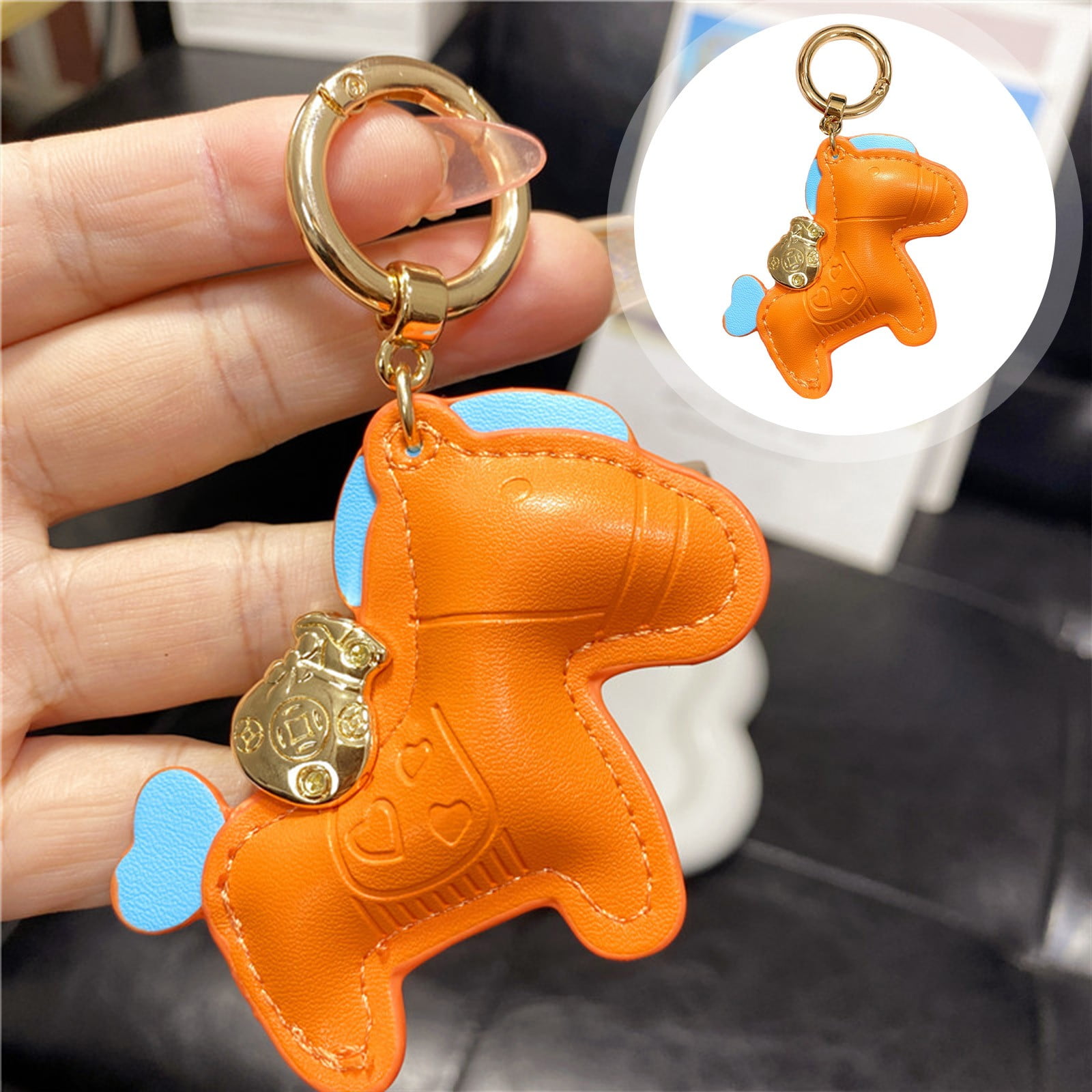 New Year 2026 Horse Keyring, 7cm Horse Leather Bag Charms, Cute Spring ...