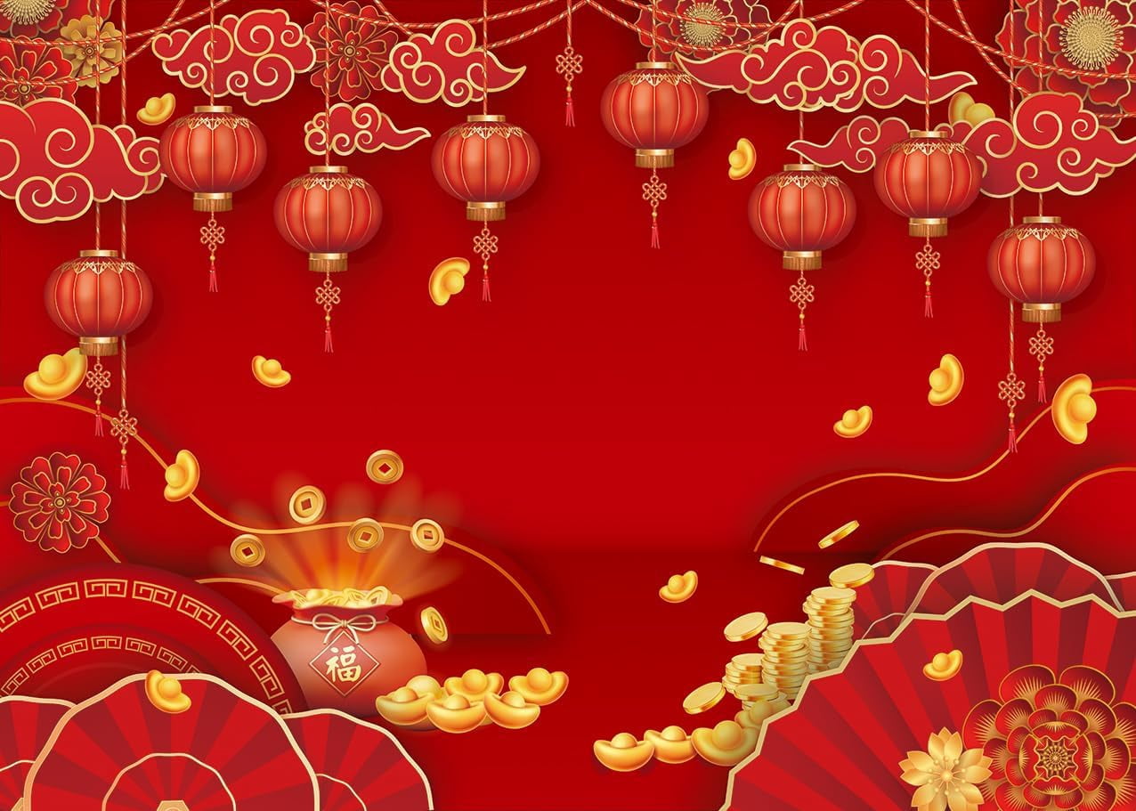 New Year Backdrop Decoration 2025 Year of The Snake Spring Festival Red ...