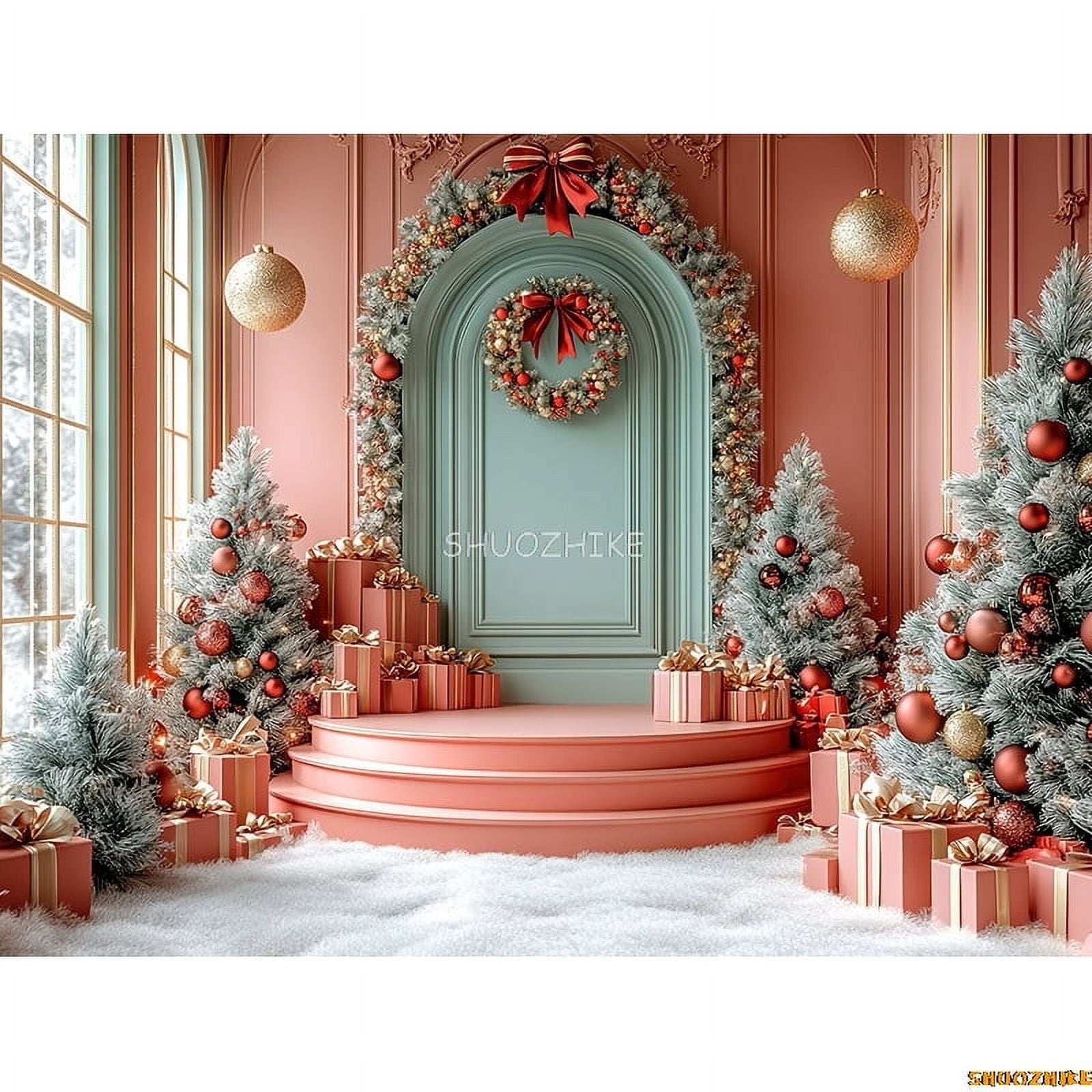 New Year Christmas Day Digital Photography Backdrop Prop Fireplace ...