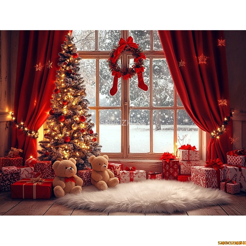 Telones Navideños 7x5ft Christmas Fireplace Photo Backdrop - Vinyl ...