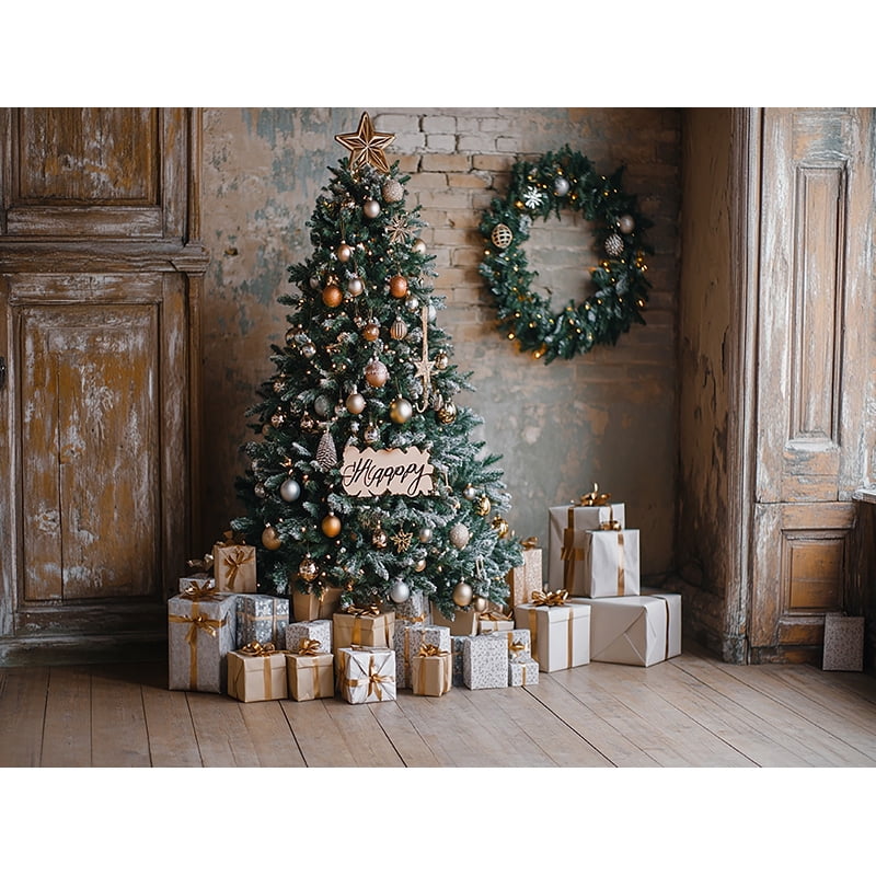 New Year Christmas Day Photography Backdrop Prop Fireplace Living Room ...