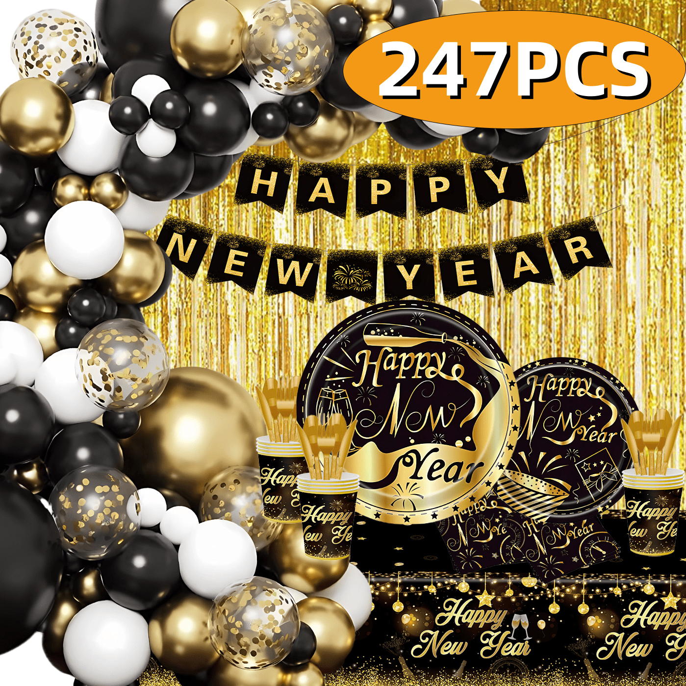 New Year Decorations 2026 Happy New Year Eve Party Supplies Paper ...