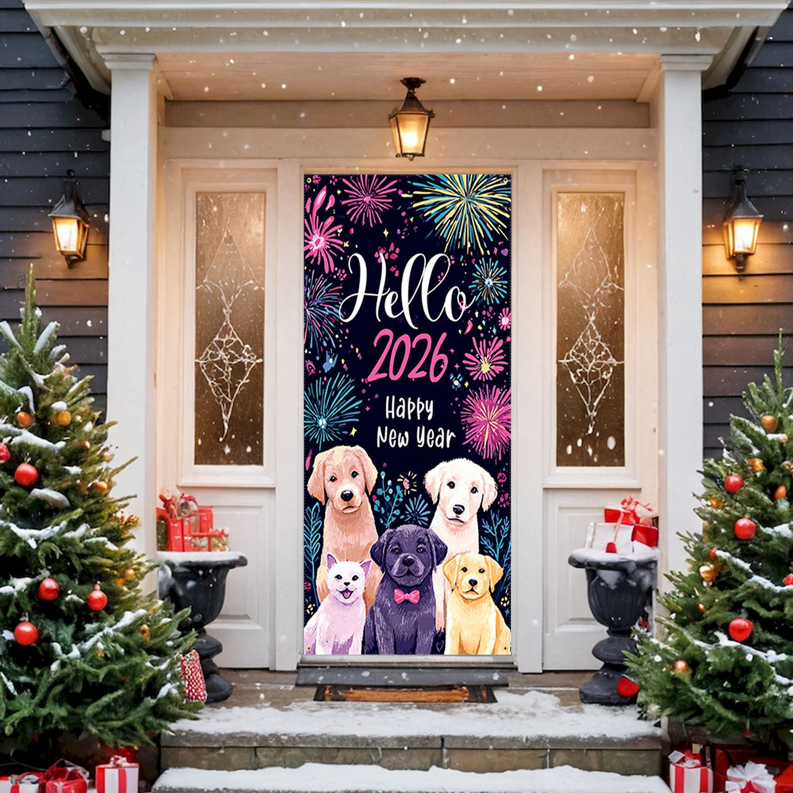 New Year Door Decoration Door Cover Hanging Tapestry for Front Door ...