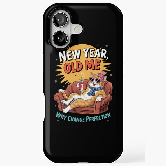 New Year Funny Humor Cat Design Phone Case with iPhone 17 to 11 Pro Max ...