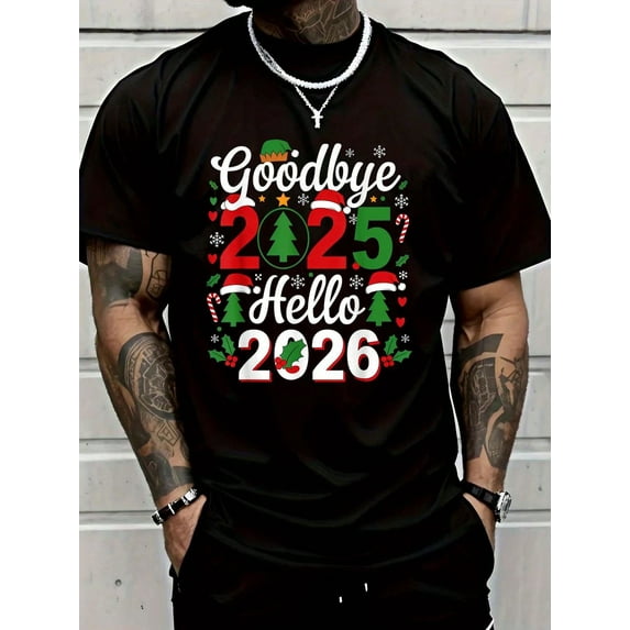 New Year Goodbye 2025 Hello 2026 Graphic with Candy Cane Gingerbread ...