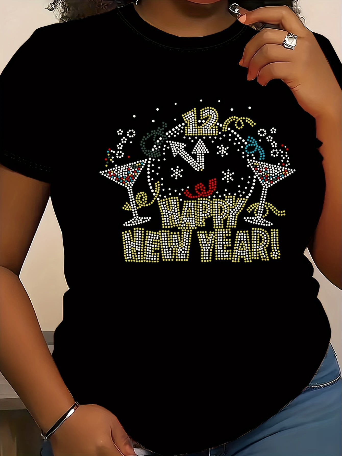 New Year Printed 100% Polyester Crew Neck T-Shirt - Casual Regular Fit ...