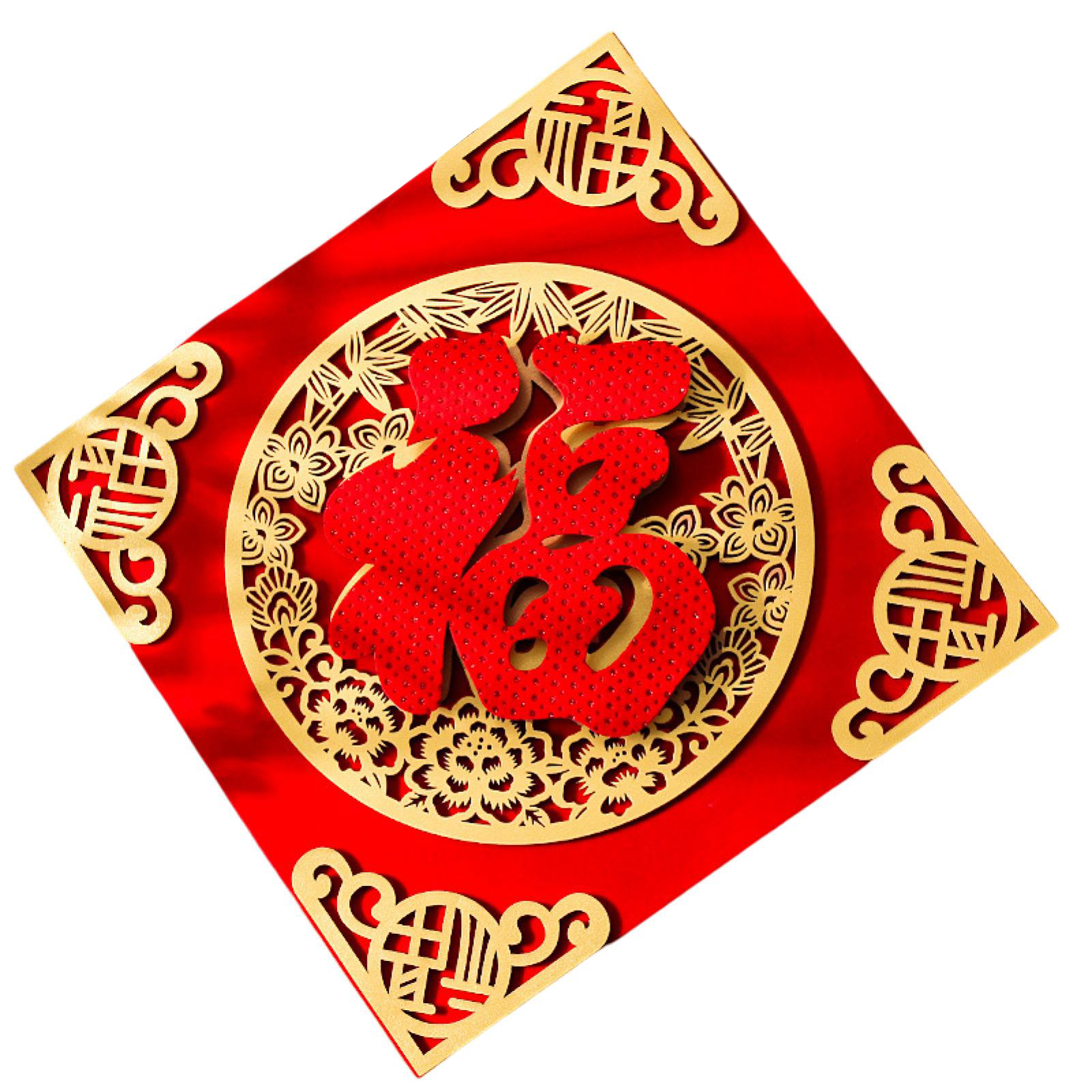 New Year Sticker Self-adhesive Chinese FU Word Sticker Multilayer Three ...